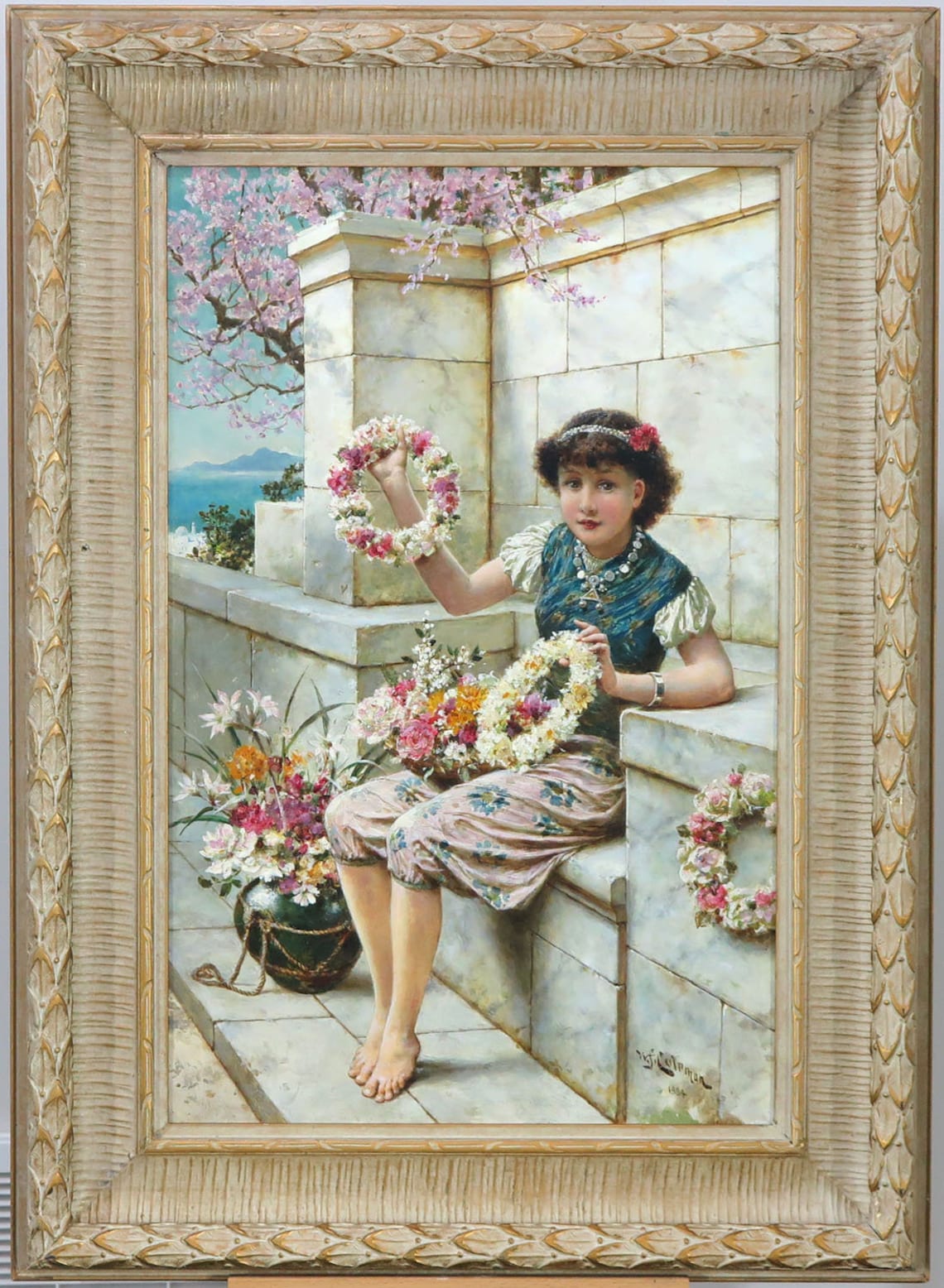 William Stephen Coleman (1829–1904) British Young Flower Girl 1884 Oil ...