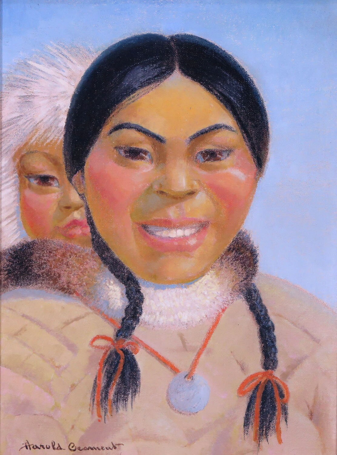 Thomas Harold Beament (1898-1984) RCA Canadian Oil/board Eskimo Mother ...