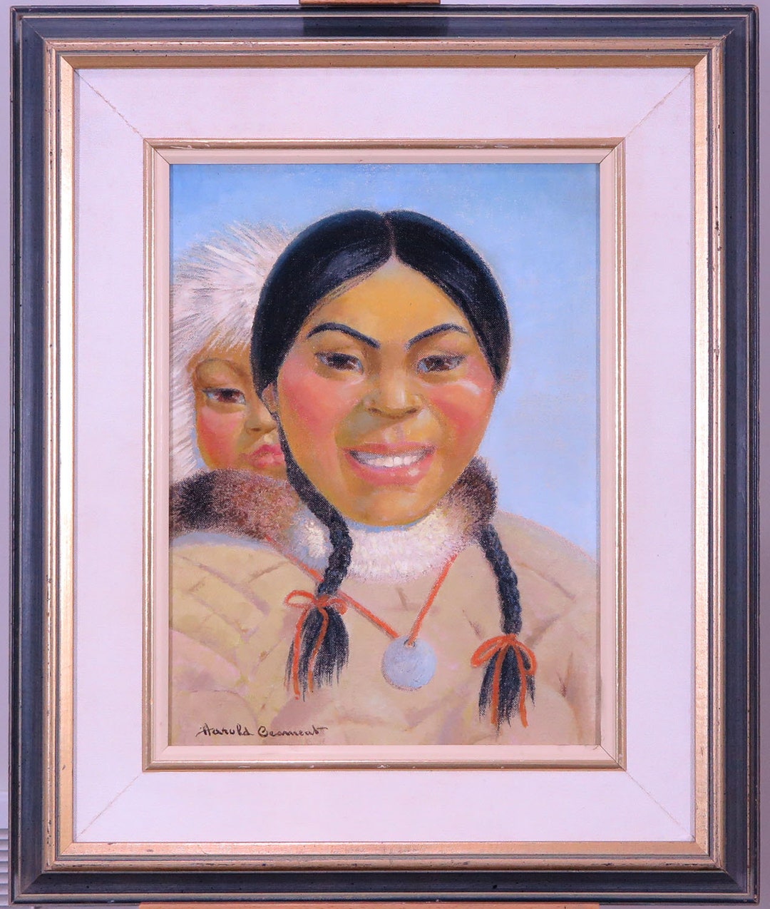 Thomas Harold Beament (1898-1984) RCA Canadian Oil/board Eskimo Mother ...