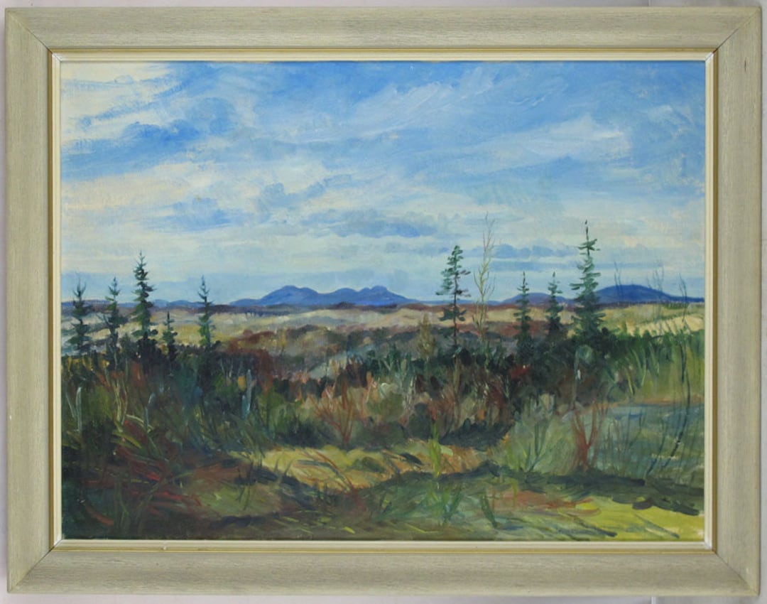 Vintage 1956 Canadian Oil/board Landscape Painting Powell Mine ...