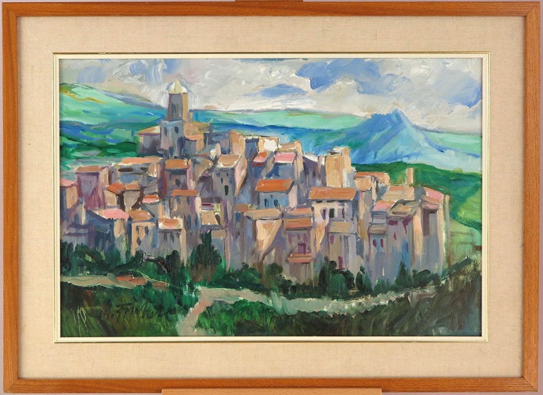 Vintage C.1970's Oil on Masonite Abeto Umbria Italy (?) Illegibly ...