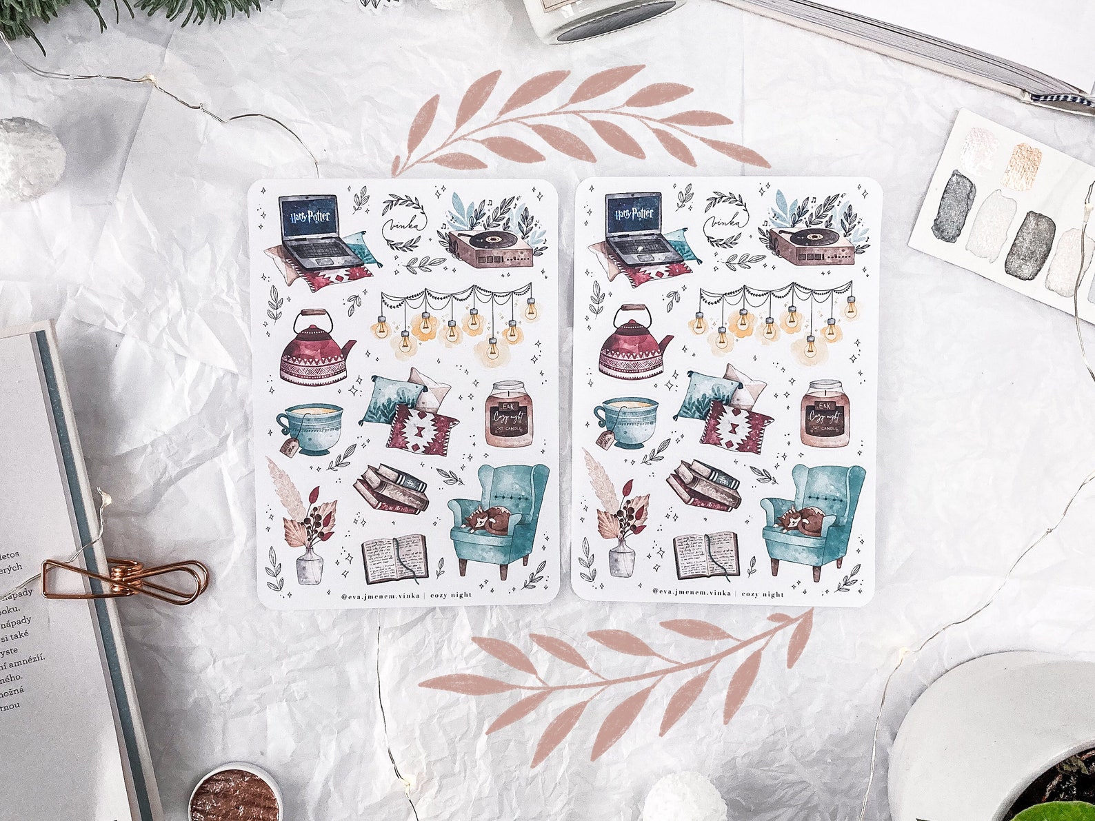 Cozy Night Sticker Sheet Planning Stickers Bullet Journal | Etsy