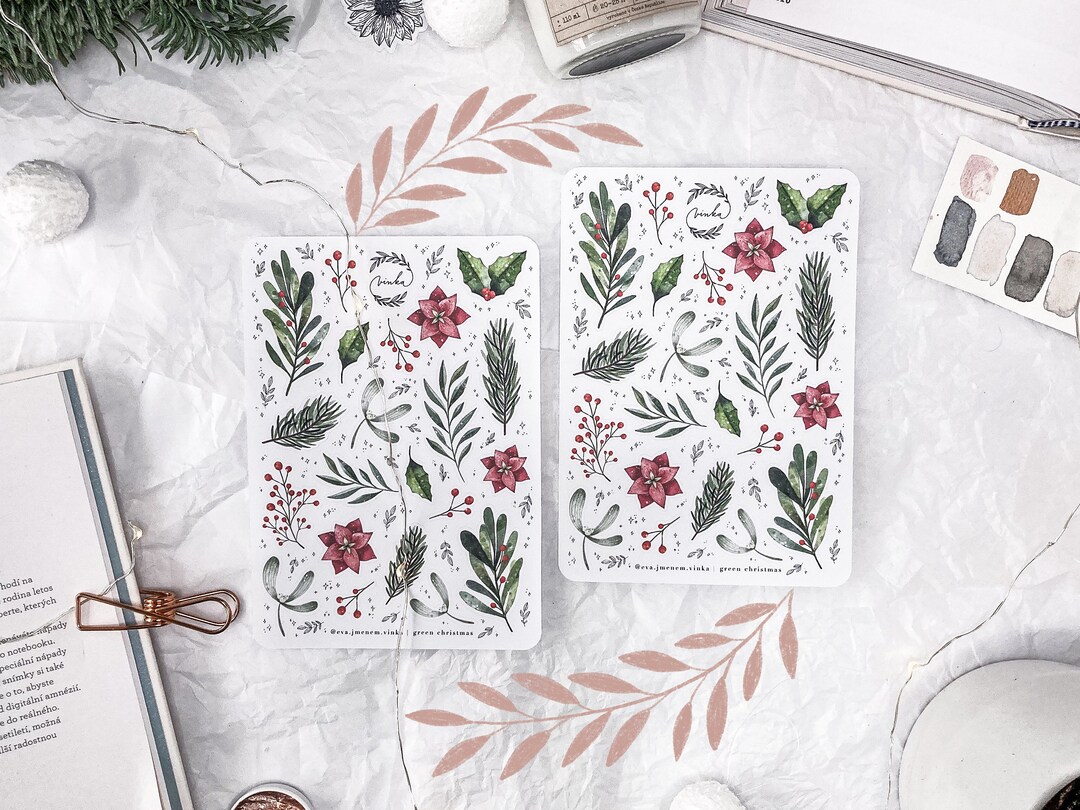 Green Christmas Sticker Sheet Planning Stickers, Journal Stickers ...