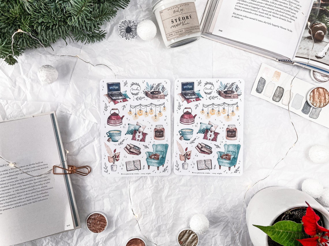 Cozy Night Sticker Sheet Planning Stickers Bullet Journal | Etsy