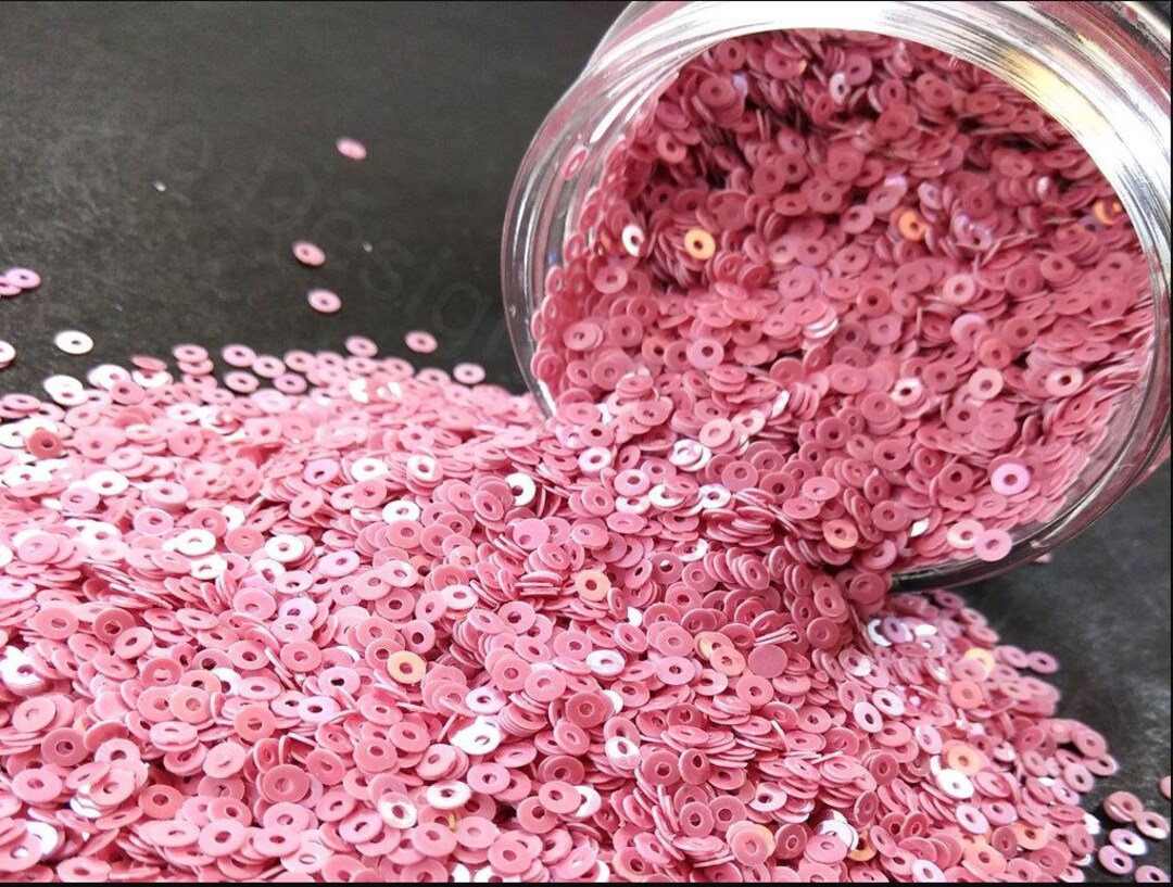 100 Gram, 4 MM Flamingo Pink Color Sequins Round Pink Color, Craft ...