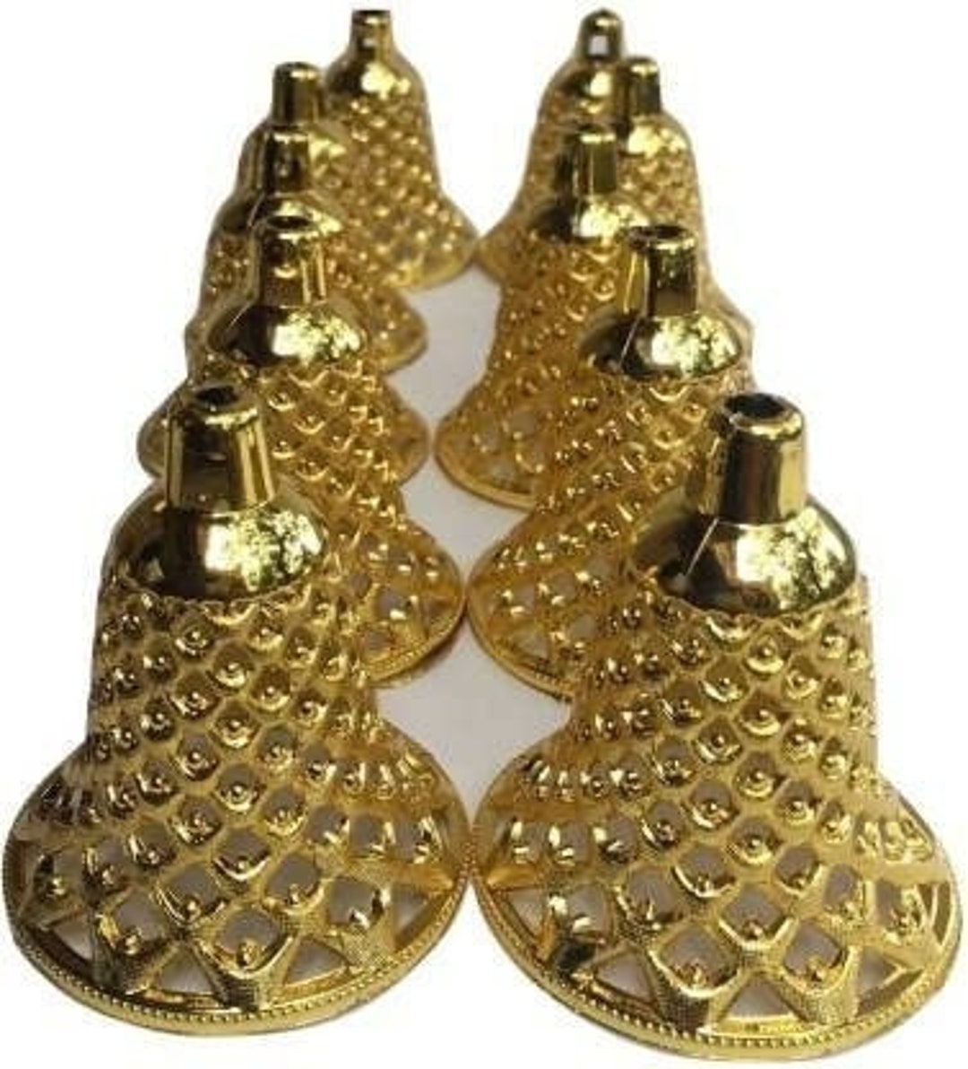 Lot of 50 Plastic Light Golden Jingle Bells Ornament for Home Decor ...