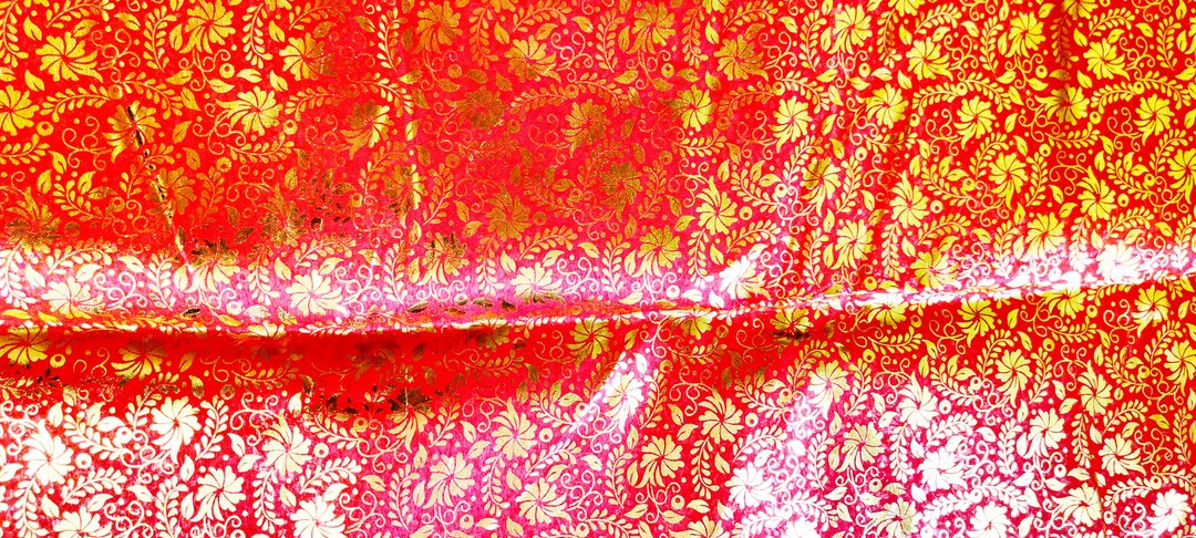 Red Cloth for Puja Clothes for Pooja Tree Leaf Printed Red - Etsy