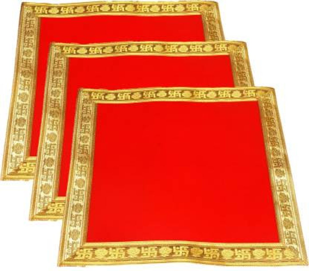 Red Velvet Pooja Cloth, Pooja Aasan, Altar Cloth for Puja, God ...
