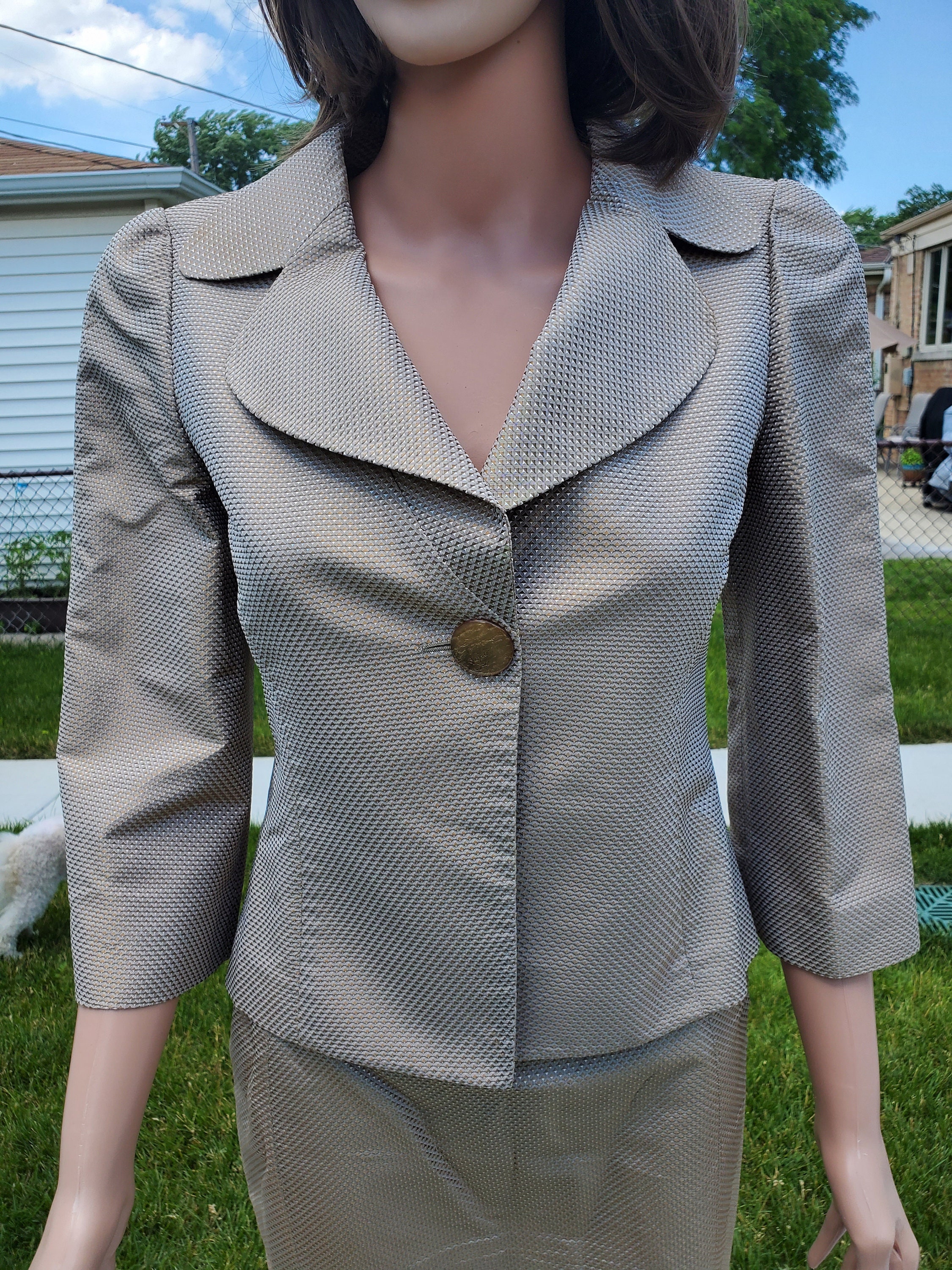 Armani Collezioni Antinea SRL Ensemble blazer et jupe en soie beige taupe Taille 2 beige taupe Etsy France