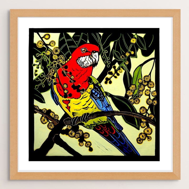 Eastern Rosella Original Linocut Print/australian Rosella Linoprint ...