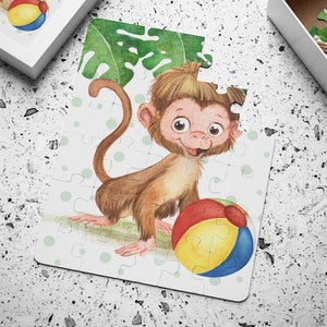 Monkey With Ball Kids' Puzzle, 30-piece Jigsaw, Funny Monkey Kids ...
