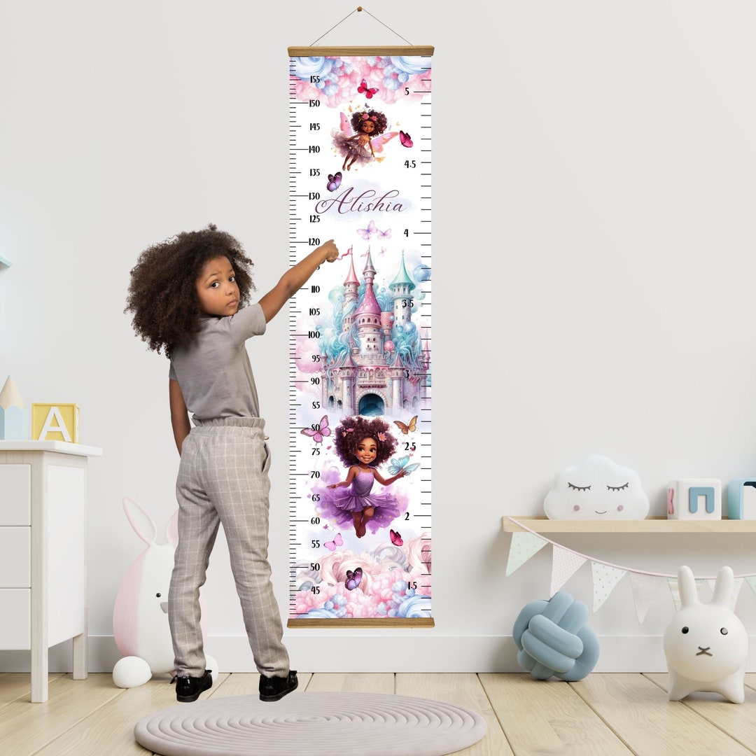 Personalised Growth Chart, Customised Black Princess Height Chart ...