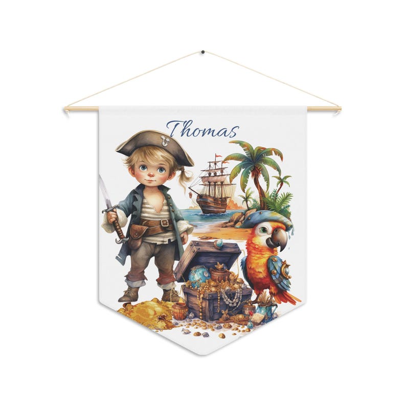 Pirate Pennant, Personalised Decoration, Hanging Decor, Kid's Gift ...