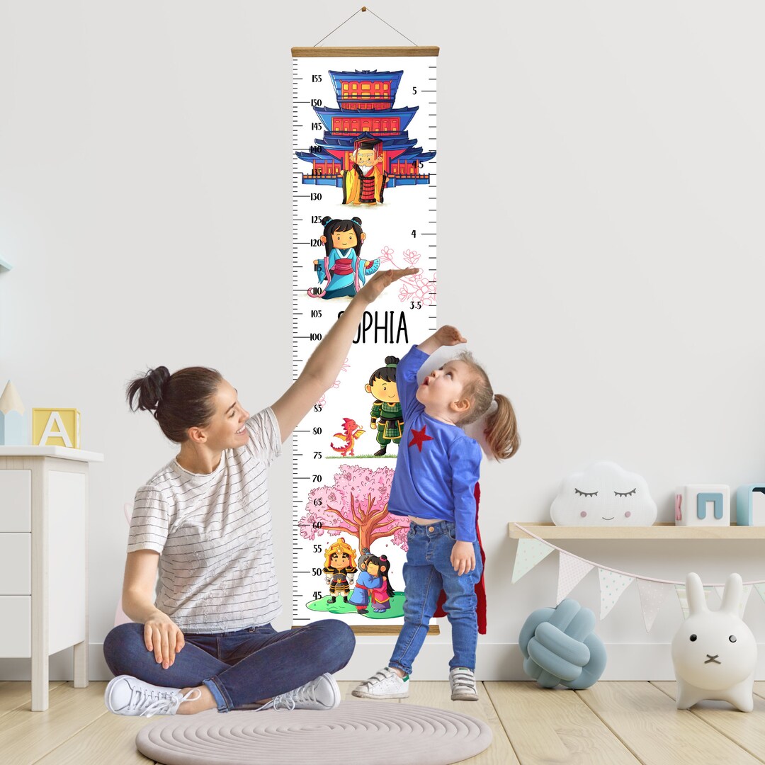 Mulan Customised Height Chart, Mulan Nursery Decor, 1st Birthday Gift ...