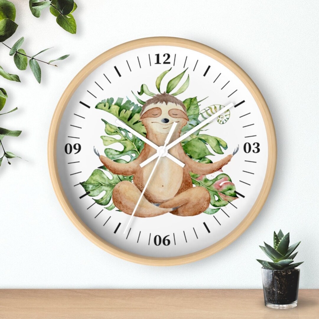 Meditating Sloth Wall Clock Sloth Nursery Set Toddler - Etsy