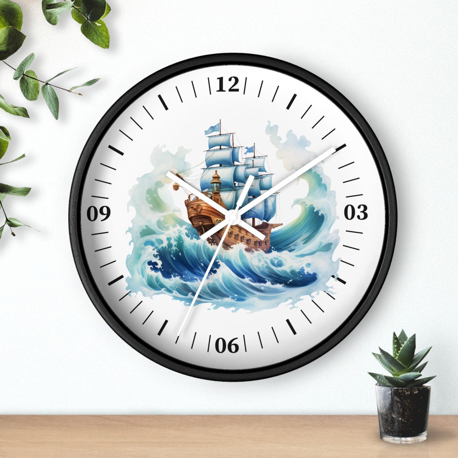 Pirate Ship Wall Clock, Storm Wall Decoration, Ocean Theme, Fairy Tale ...