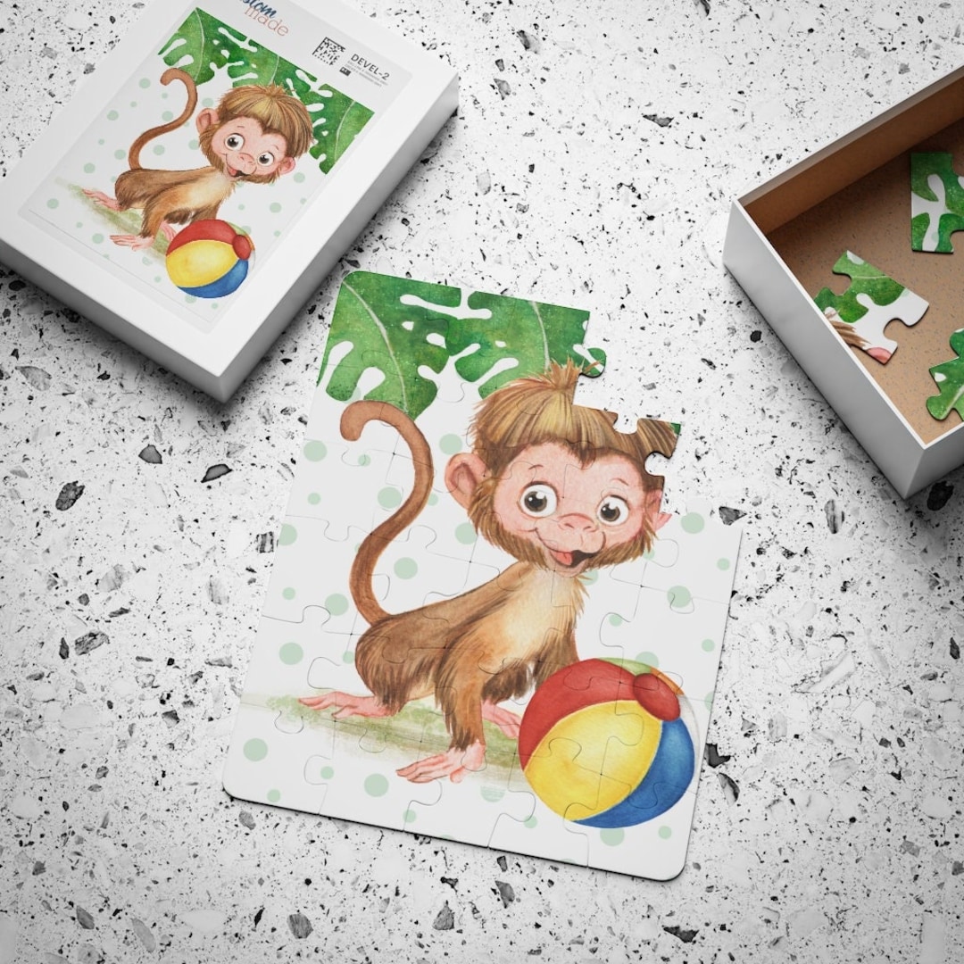 Monkey With Ball Kids' Puzzle, 30-piece Jigsaw, Funny Monkey Kids ...