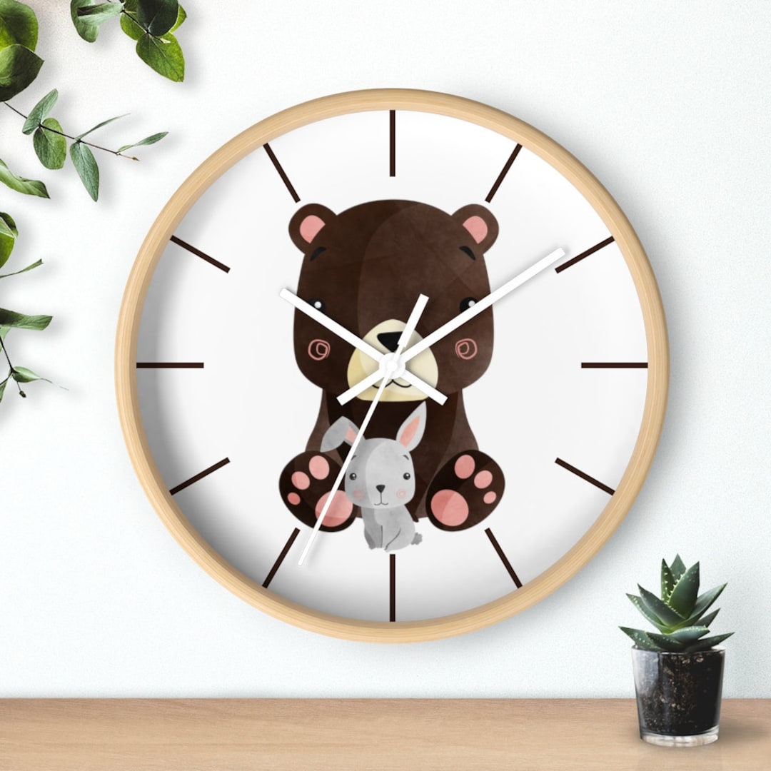 Bear Wall Clock, Woodland Kids Room Decor, Baby Shower Gift Set ...