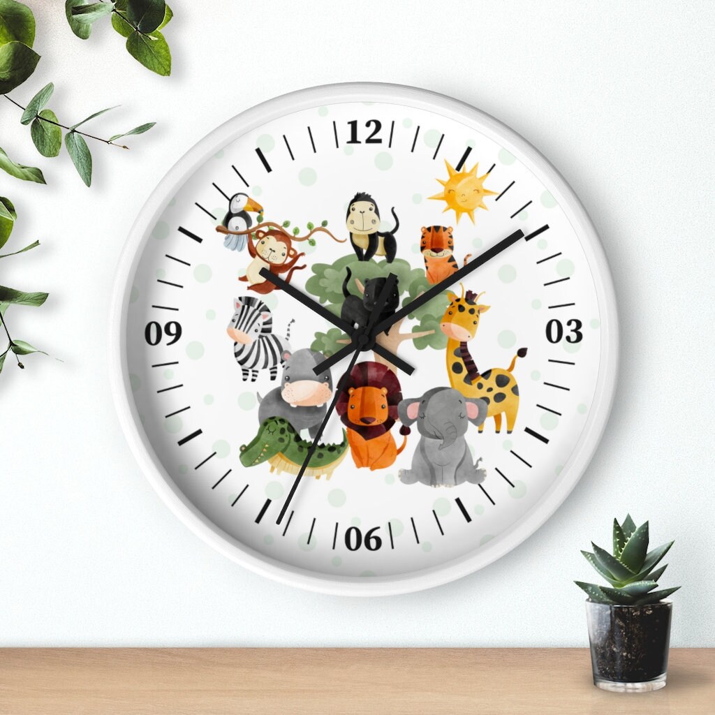 Jungle Animals Wall Clock, Safari Animals Kids Room, Jungle Room Theme ...