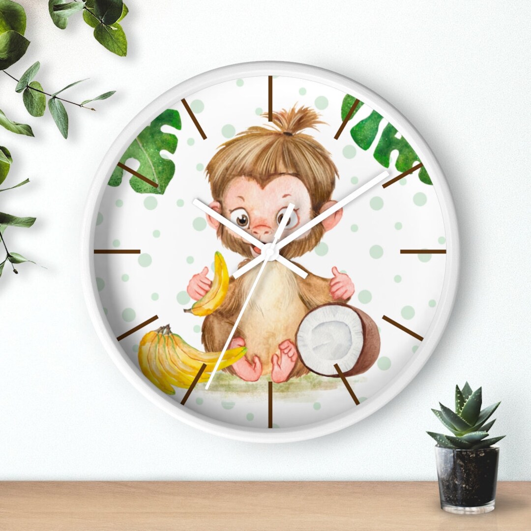 Hungry Monkey Wall Clock, Jungle Wall Decoration, Funny Monkey Clock ...
