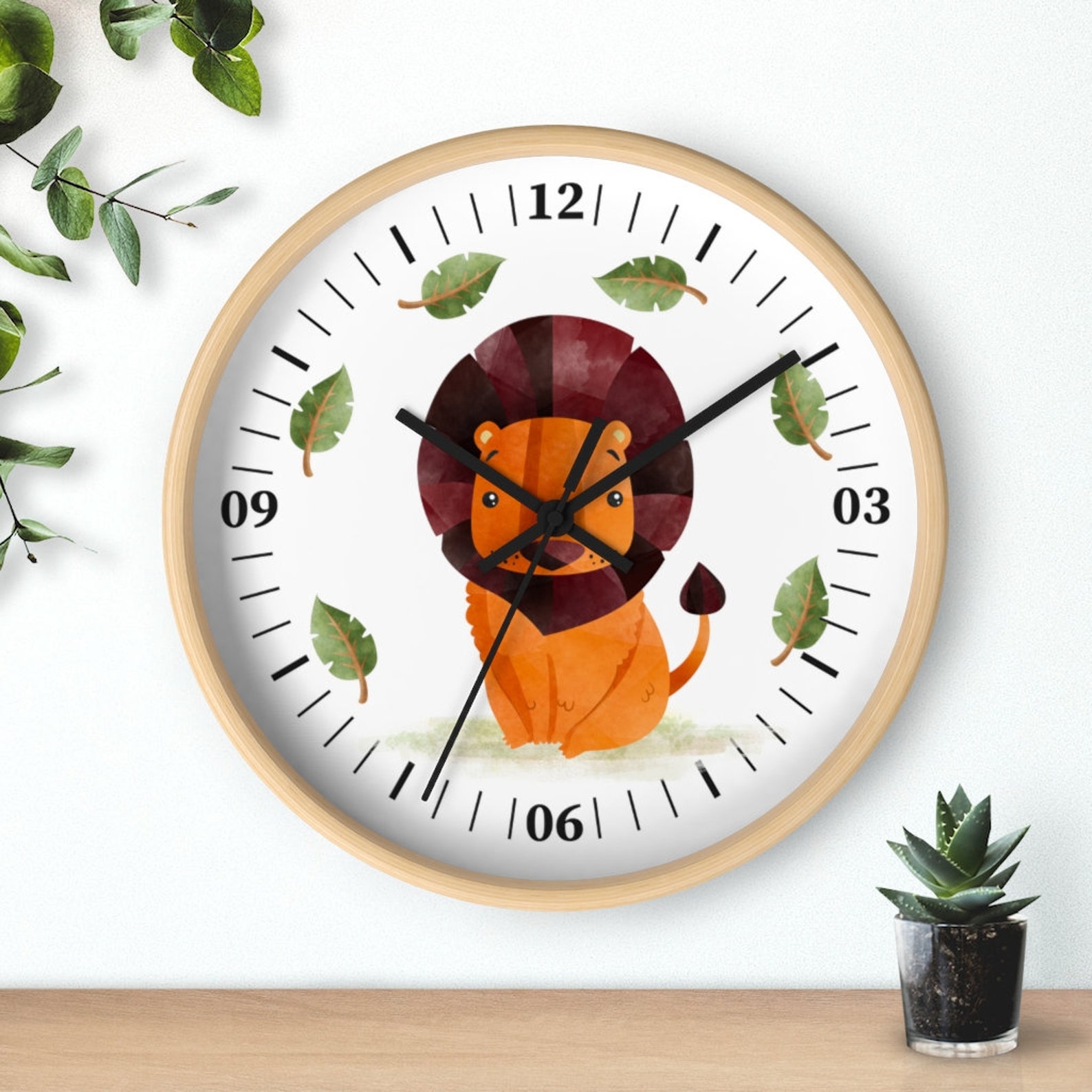 Lion Wall Clock, Safari Animals Kids Room, Safari Toddler Room, Baby ...