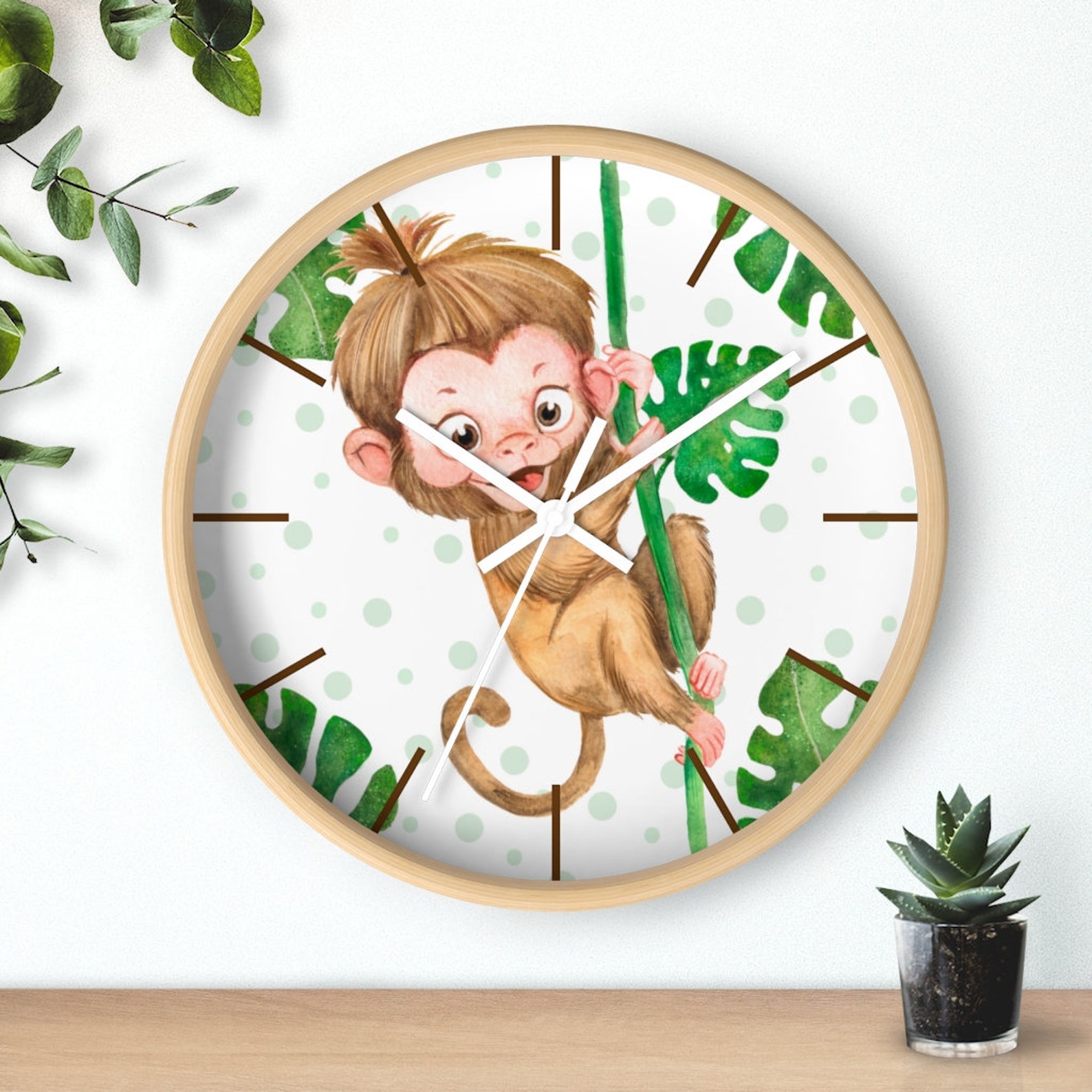 Swinging Monkey Wall Clock, Safari Wall Decoration, Jungle Home Decor, MK2022 Set, Nursery Decor ...