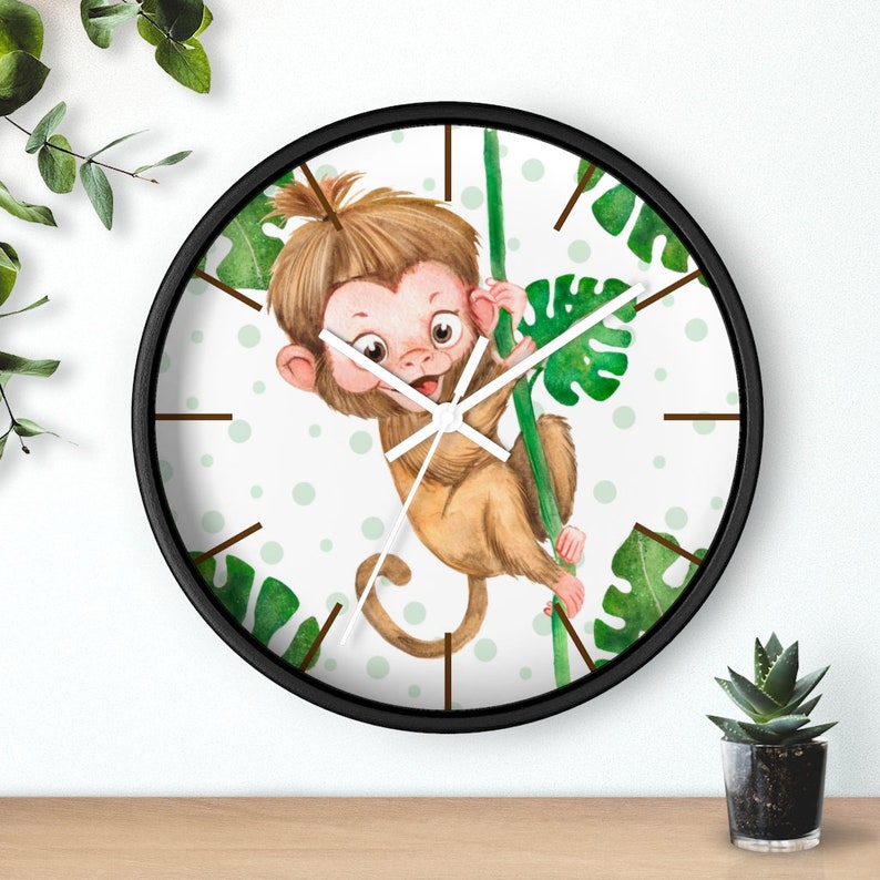 Swinging Monkey Wall Clock, Safari Wall Decoration, Jungle Home Decor, MK2022 Set, Nursery Decor ...