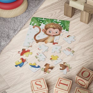Monkey With Ball Kids' Puzzle, 30-piece Jigsaw, Funny Monkey Kids ...