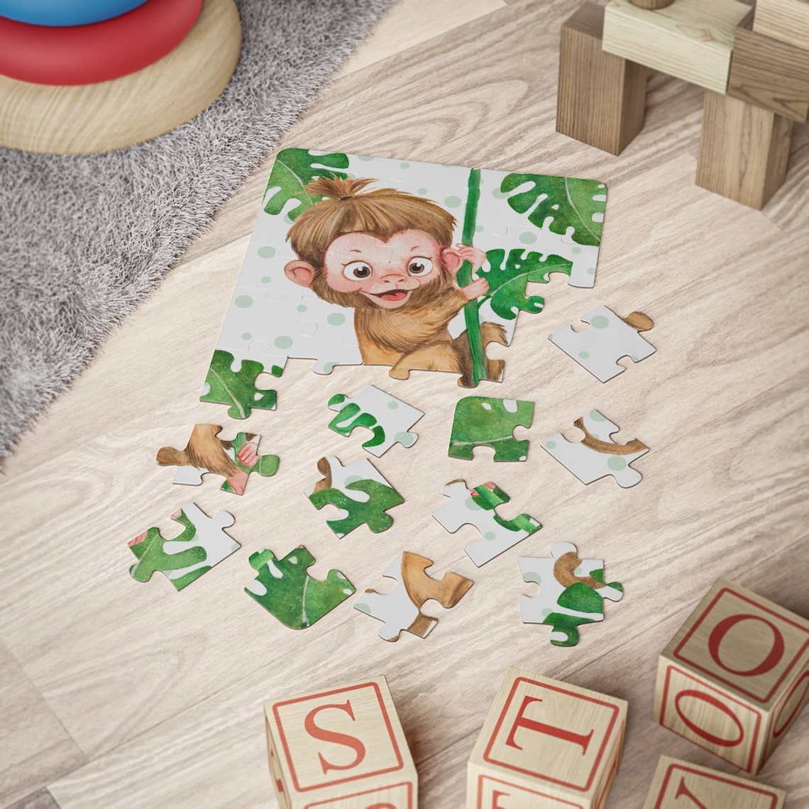 Swinging Monkey Kids' Jigsaw 30-piece Puzzle Kids - Etsy