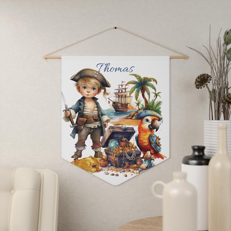 Pirate Pennant, Personalised Decoration, Hanging Decor, Kid's Gift ...
