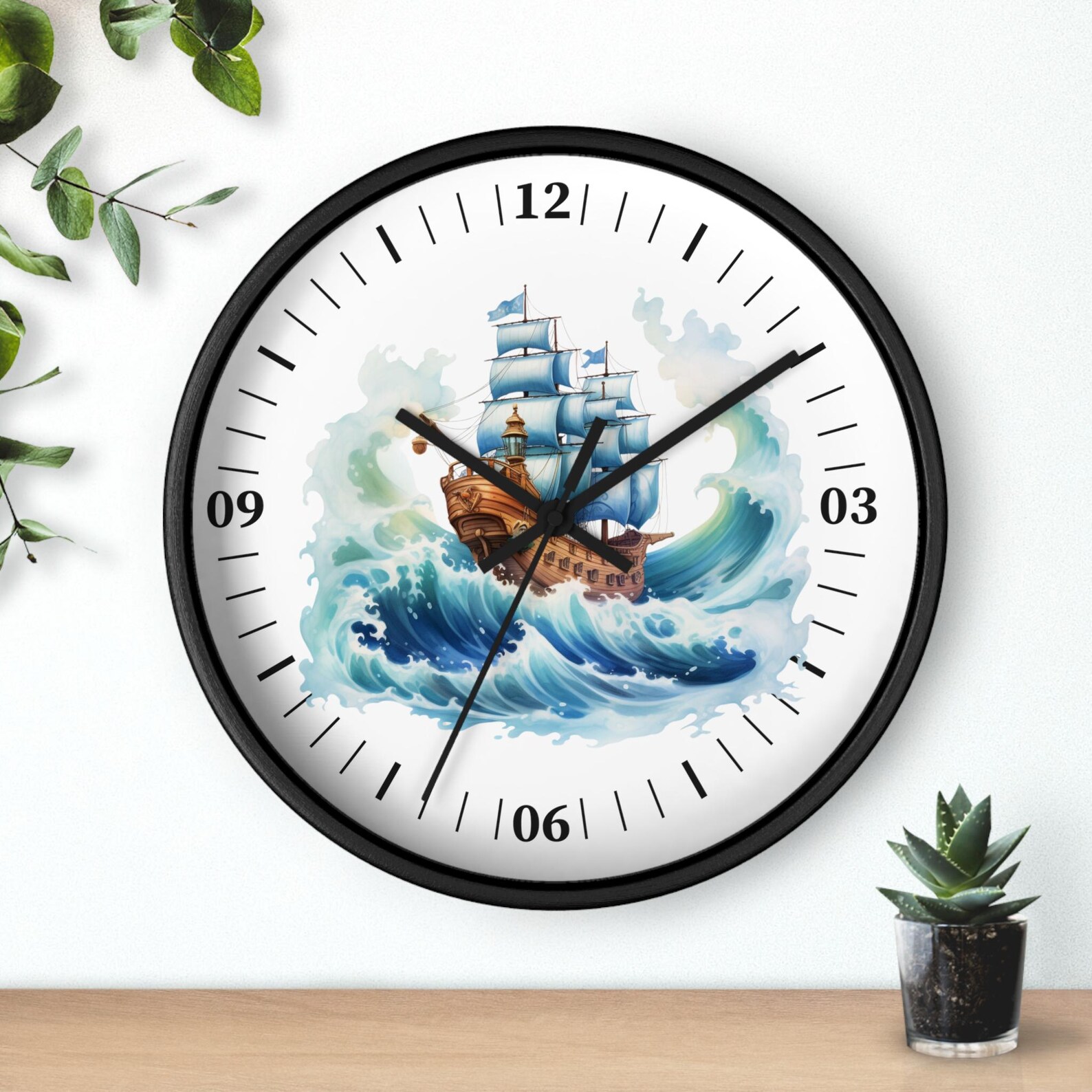 Pirate Ship Wall Clock, Storm Wall Decoration, Ocean Theme, Fairy Tale ...