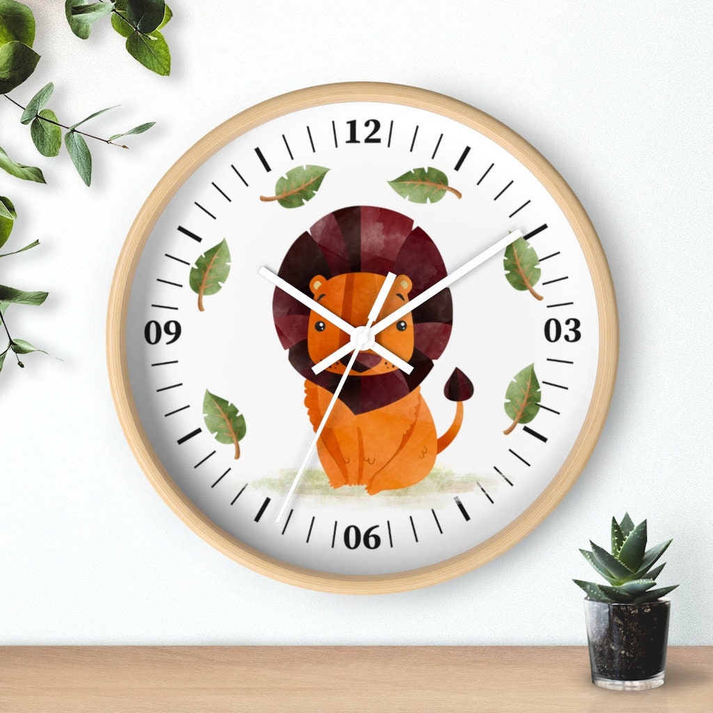 Lion Wall Clock, Safari Animals Kids Room, Safari Toddler Room, Baby ...