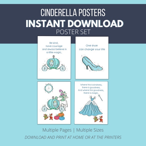 Cinderella DIGITAL DOWNLOAD Princess Wall Posters Kids Room - Etsy
