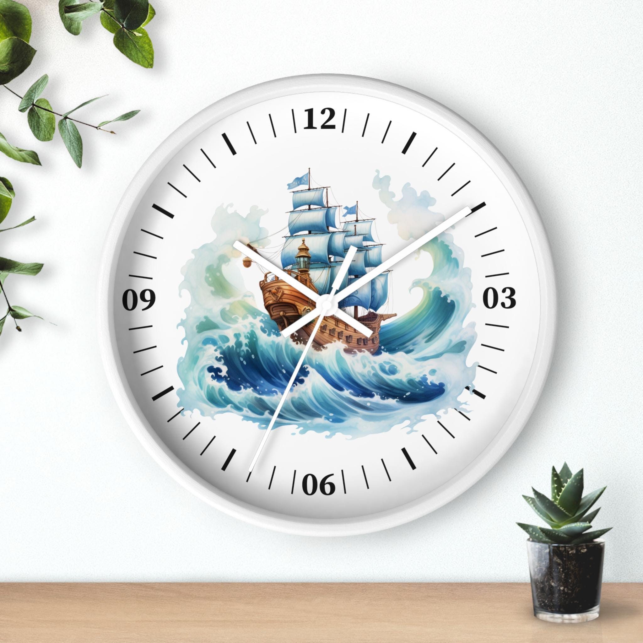 Pirate Ship Wall Clock, Storm Wall Decoration, Ocean Theme, Fairy Tale ...
