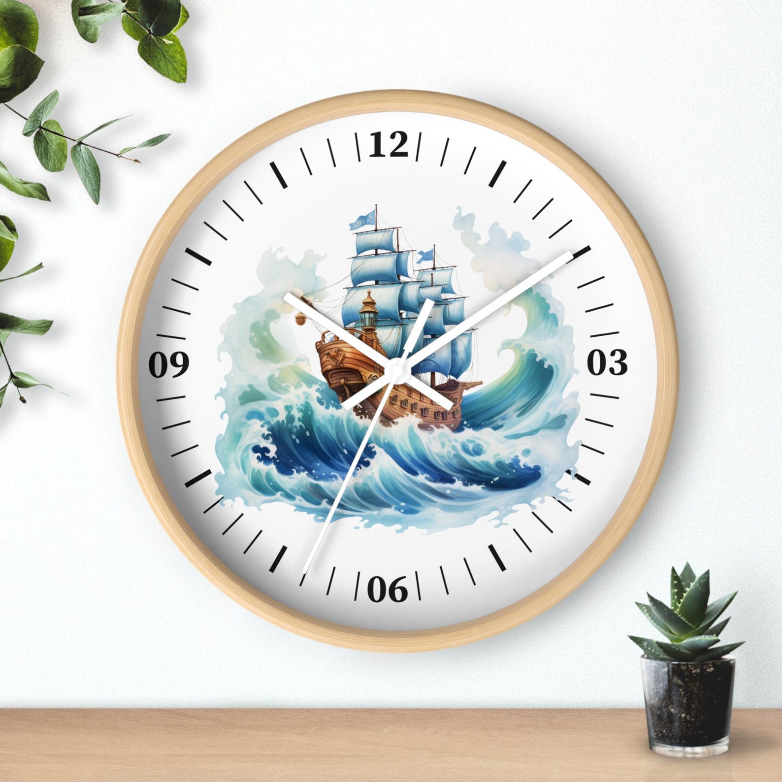 Pirate Ship Wall Clock, Storm Wall Decoration, Ocean Theme, Fairy Tale ...