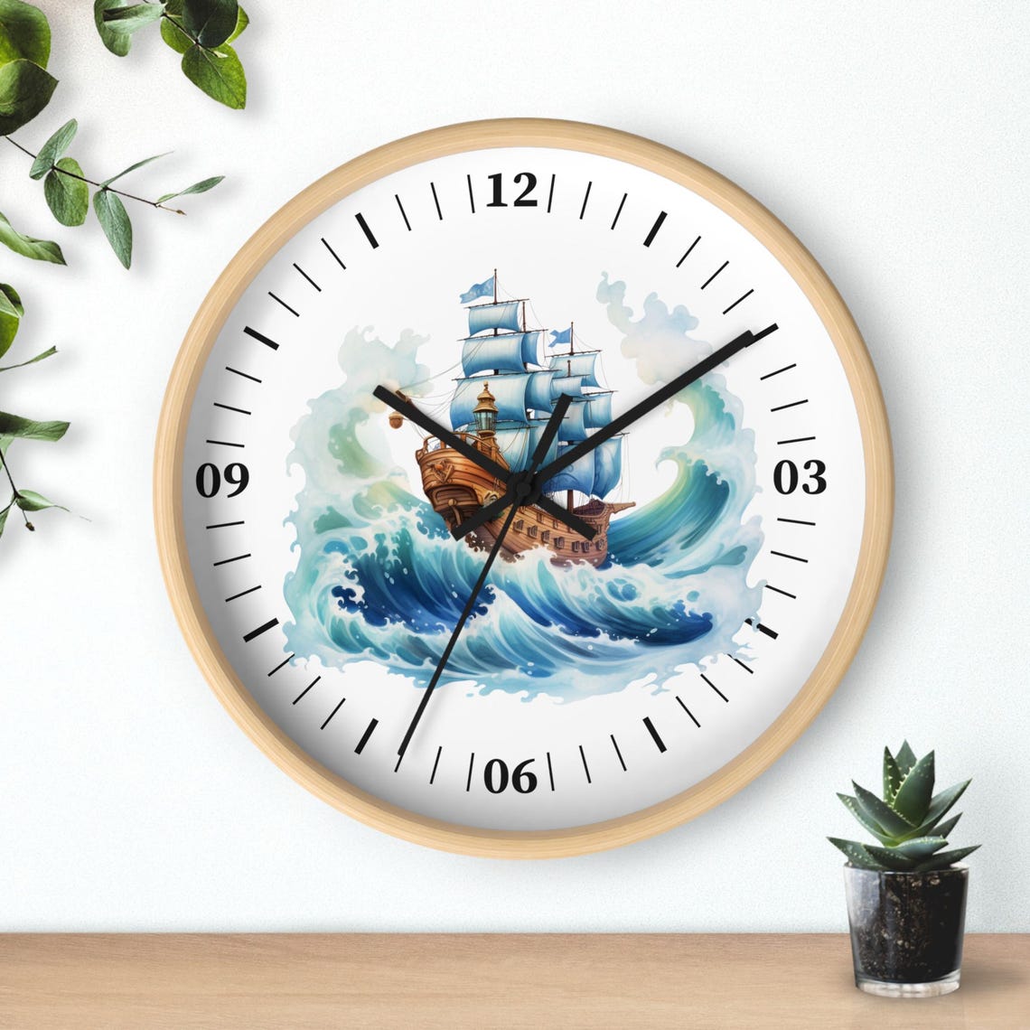 Pirate Ship Wall Clock, Storm Wall Decoration, Ocean Theme, Fairy Tale ...
