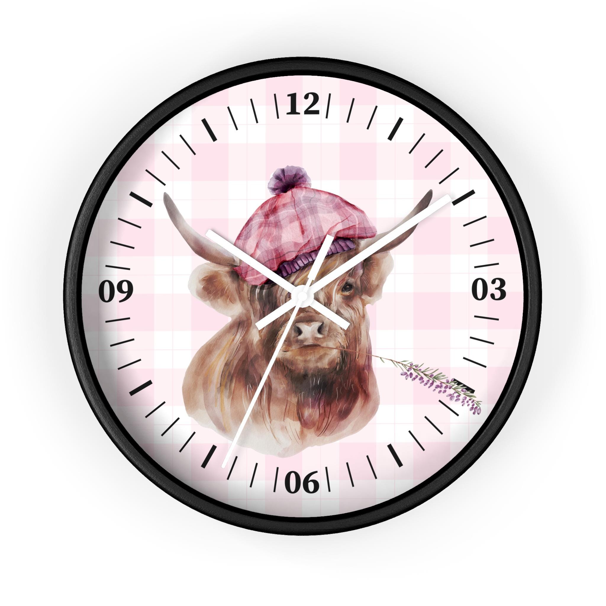 Scottish Cow Wall Clock, Tartan Wall Decoration, Scottish Highlands ...