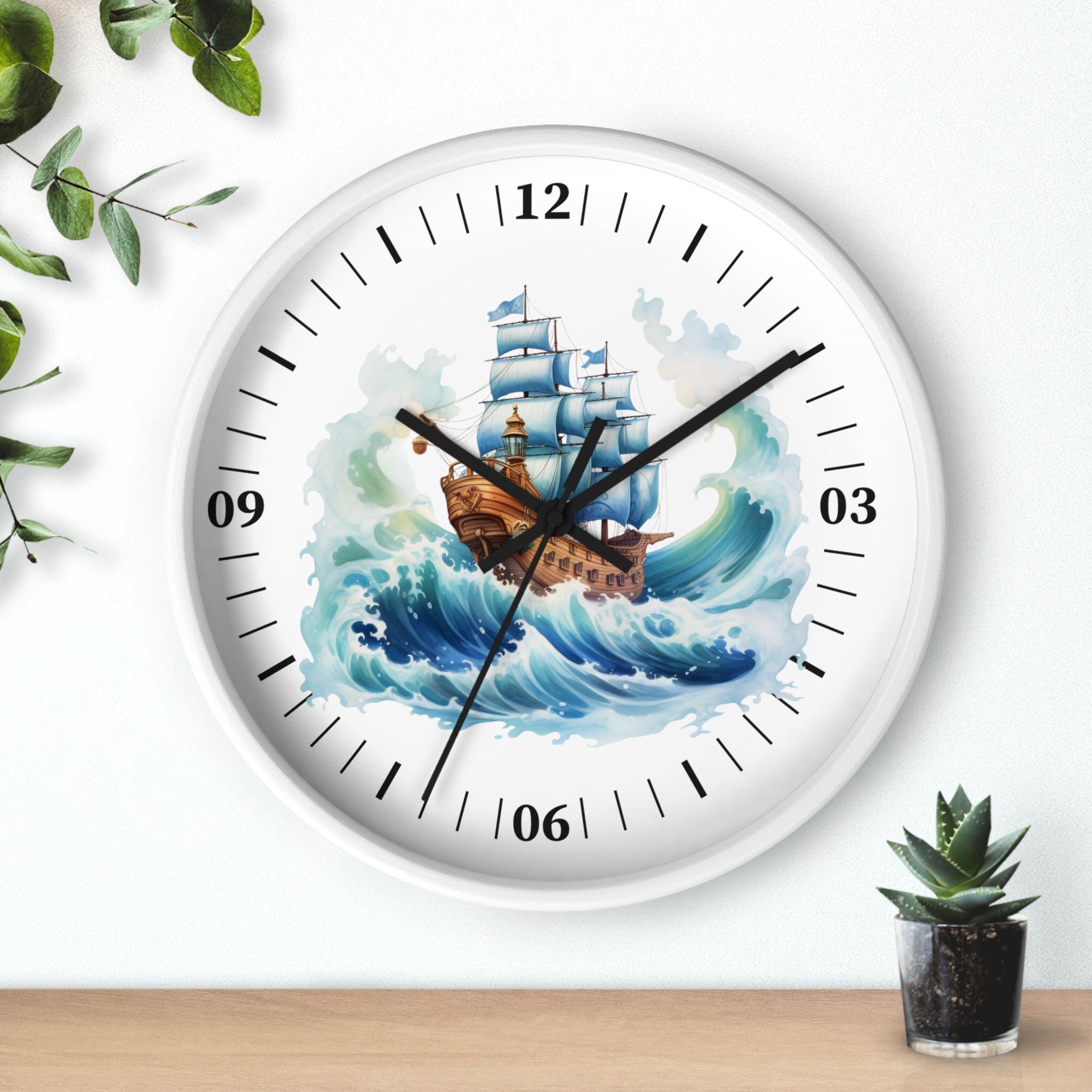 Pirate Ship Wall Clock, Storm Wall Decoration, Ocean Theme, Fairy Tale ...