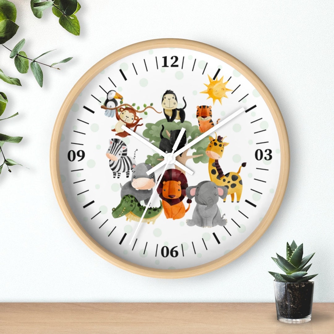 Jungle Animals Wall Clock, Safari Animals Kids Room, Jungle Room Theme ...