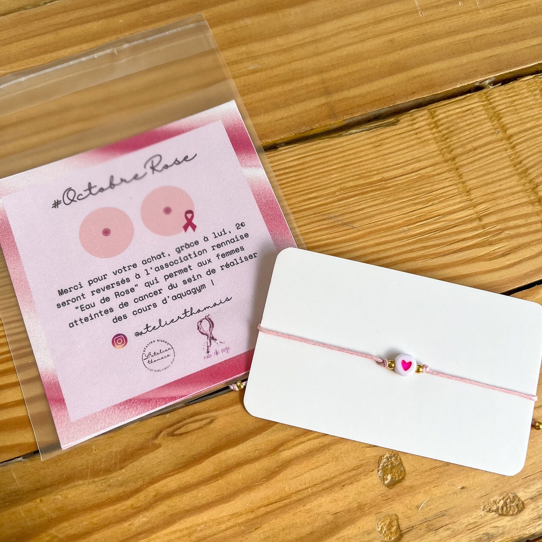 Bracelet Octobre Rose / Bracelet "fils rose" / 2 euros reversés à l ...