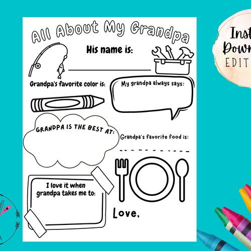 All About My Dad Printable Father's Day Coloring Page - Etsy