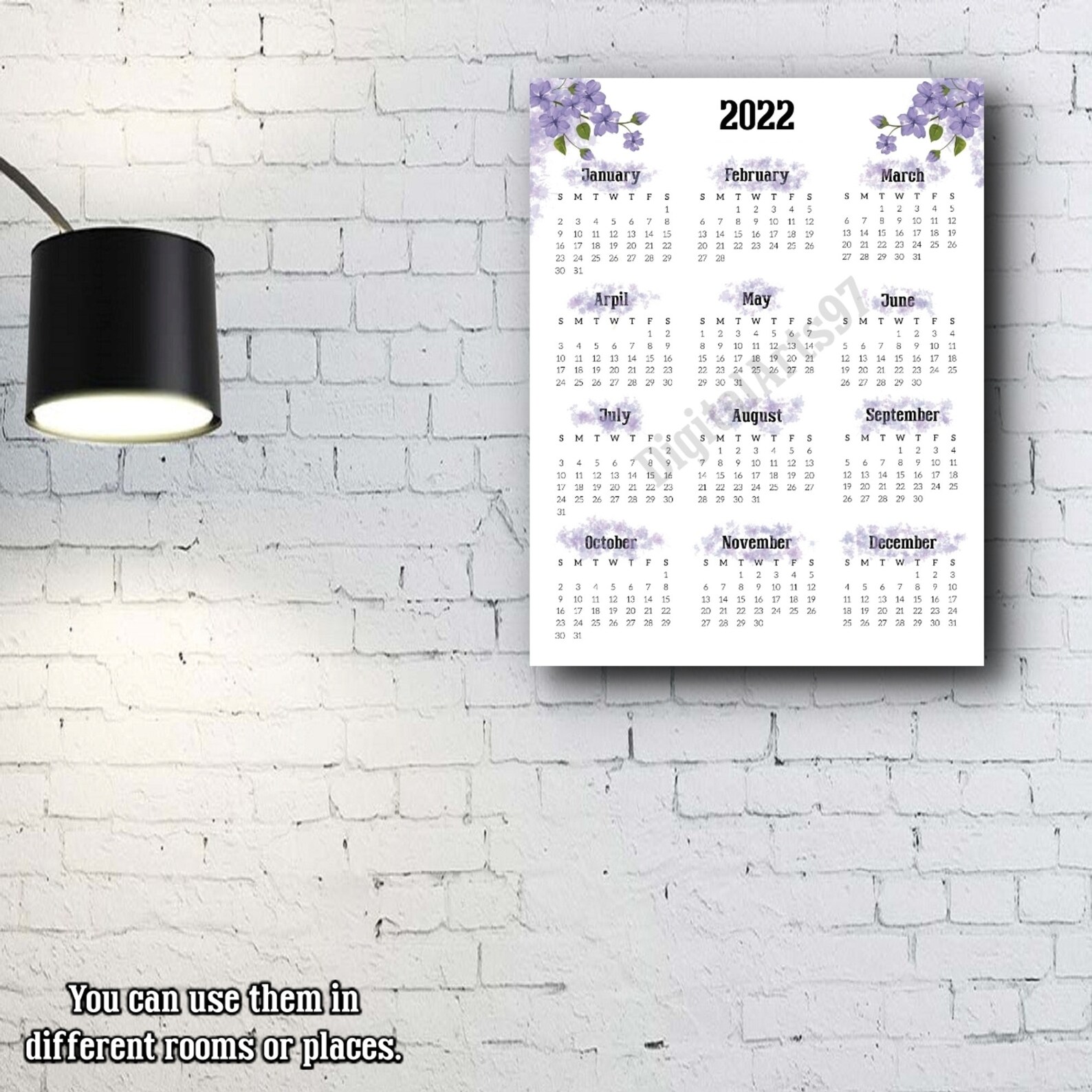 Minimalist 2022 Printable Wall Calendar Instant Download | Etsy