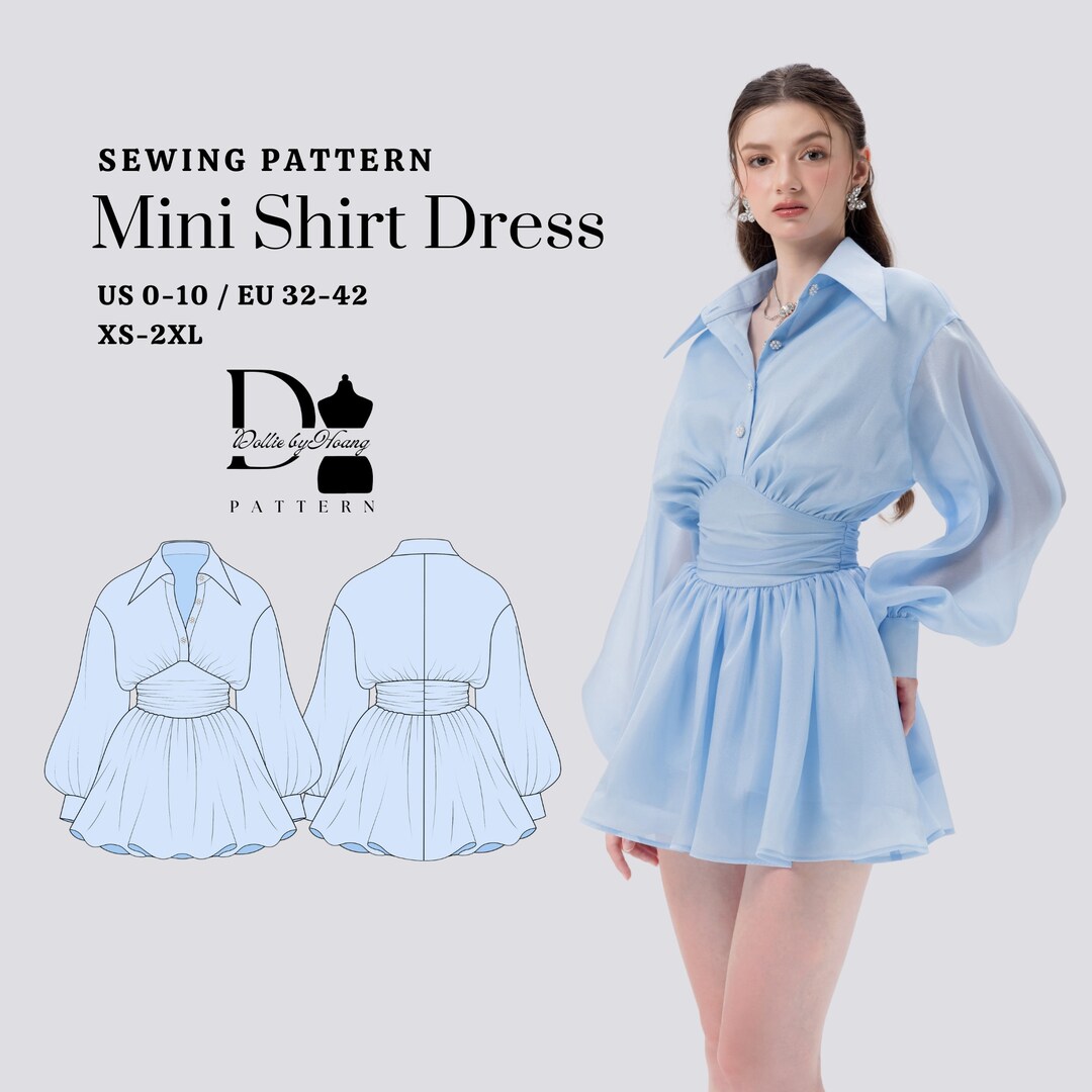 Mini Shirt Dress PDF Sewing Pattern | XS-2XL| Women's Dress | Instant ...