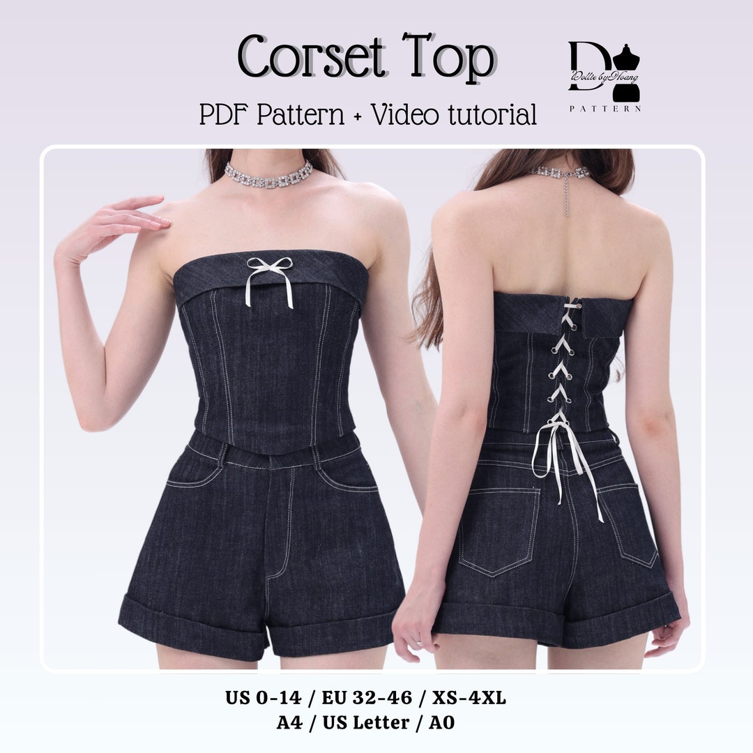 Corset Denim Digital PDF Sewing Pattern | XS-4XL| Instant Download ...