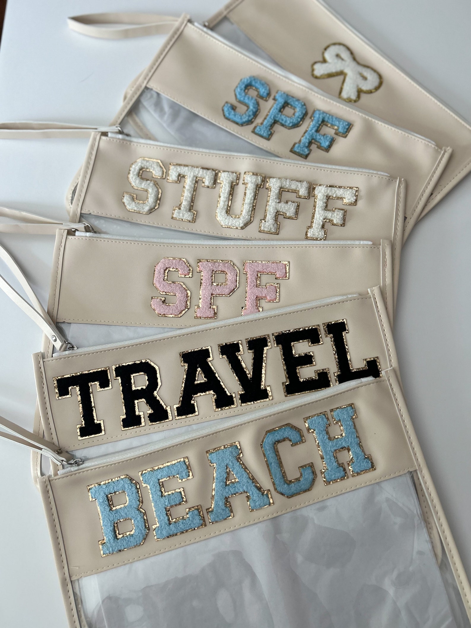 Personalized Clear PVC Pouch Bag | Makeup Bags | Chenille Patches ...