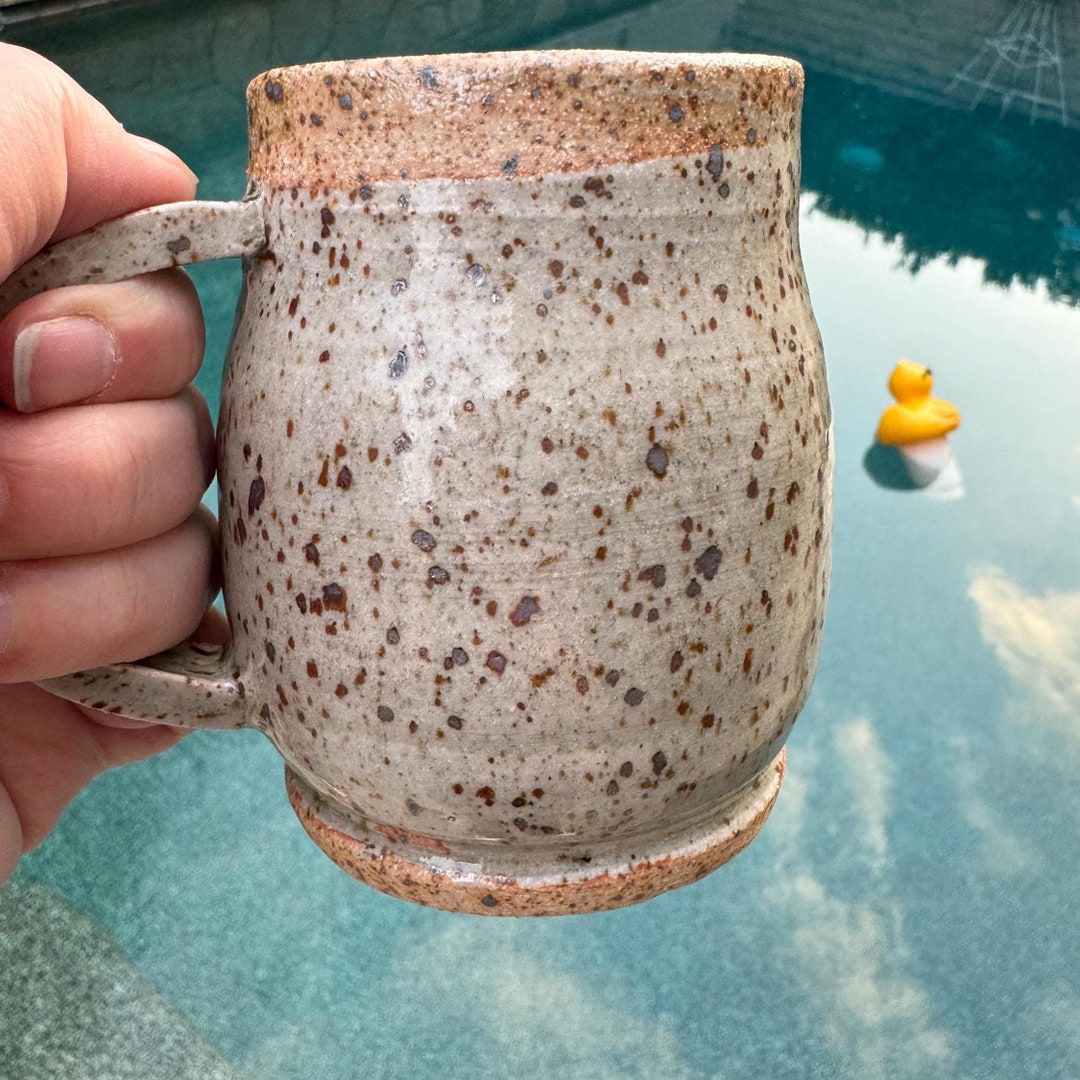 Handcrafted Freckled Clay Ceramic Mug With Comfy C-shaped Handle Unique ...