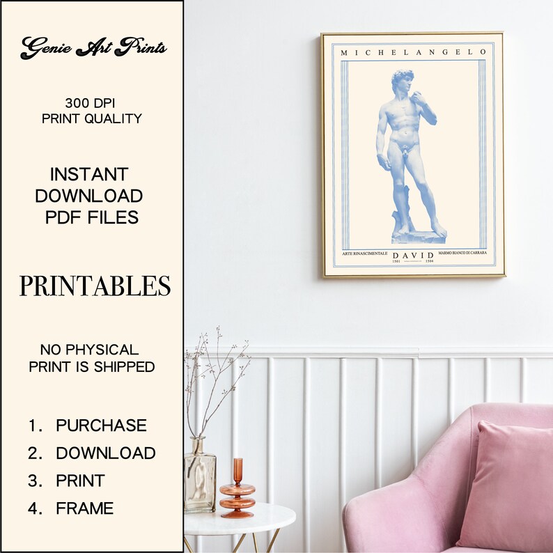 Art Prints Statue of David MICHELANGELO, Gallery Wall Renaissance Art ...