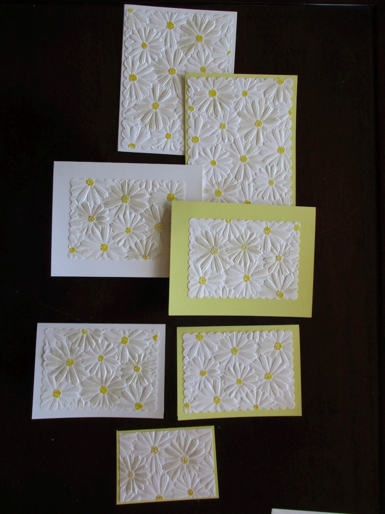 Embossed Daisy Notecards: Floral Greeting Card Set (A1, A2, Gift Card ...