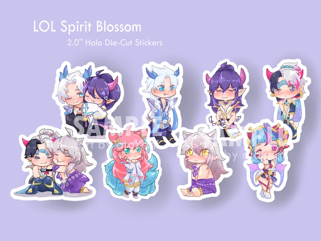 Spirit Blossom Holographic Stickers Ahri, Aphelios, Evelynn, Thresh ...