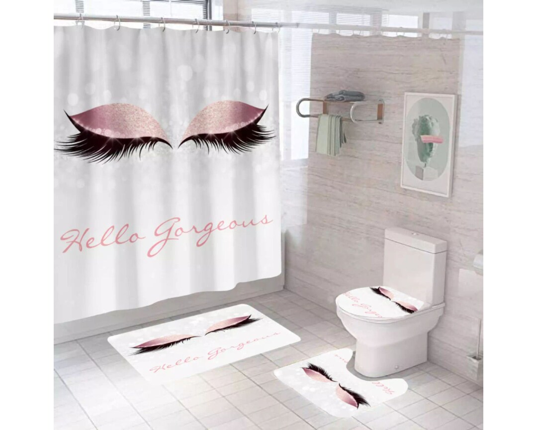 Pink Eyelash | Bathroom Set | Hello Gorgeous Eyelashes | Shower Set ...